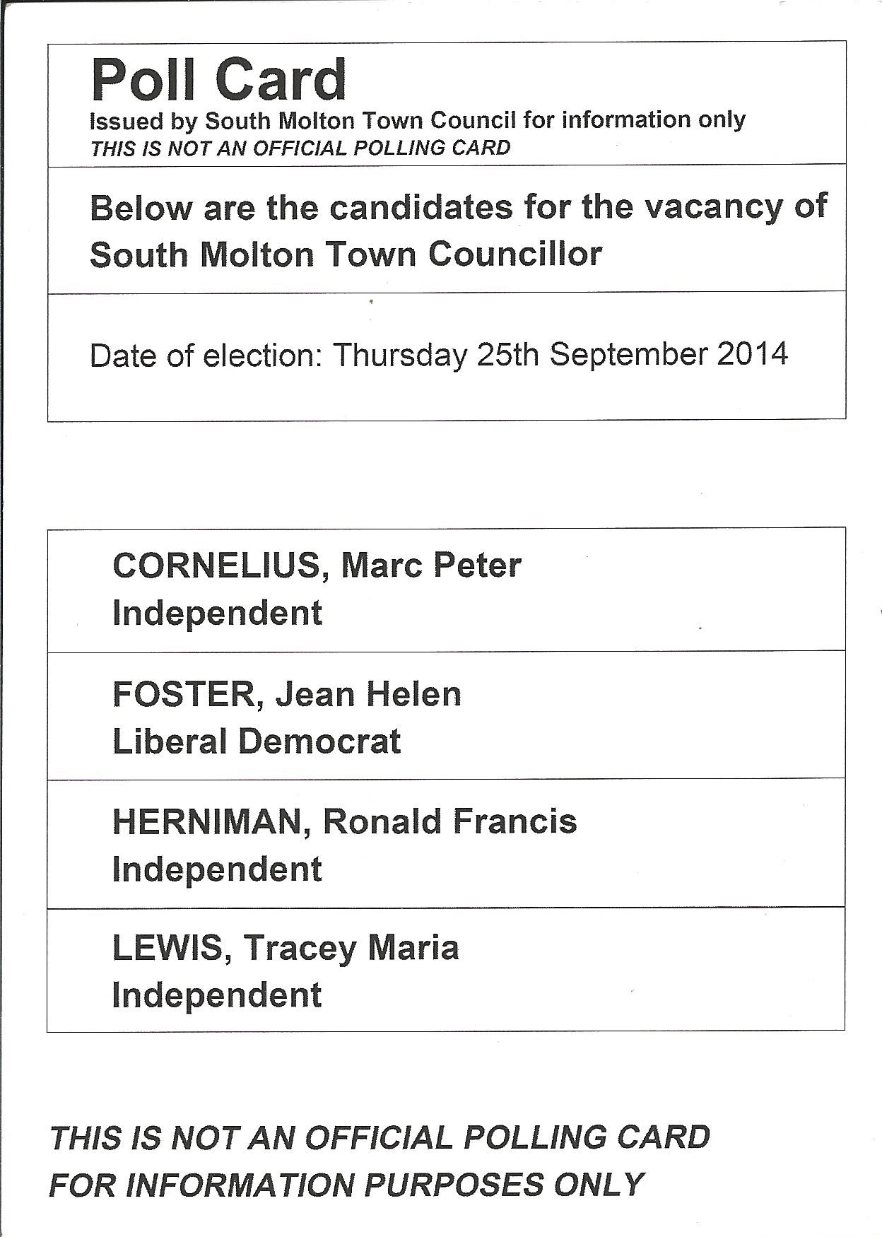 Unofficial Poll Card | Marc Cornelius